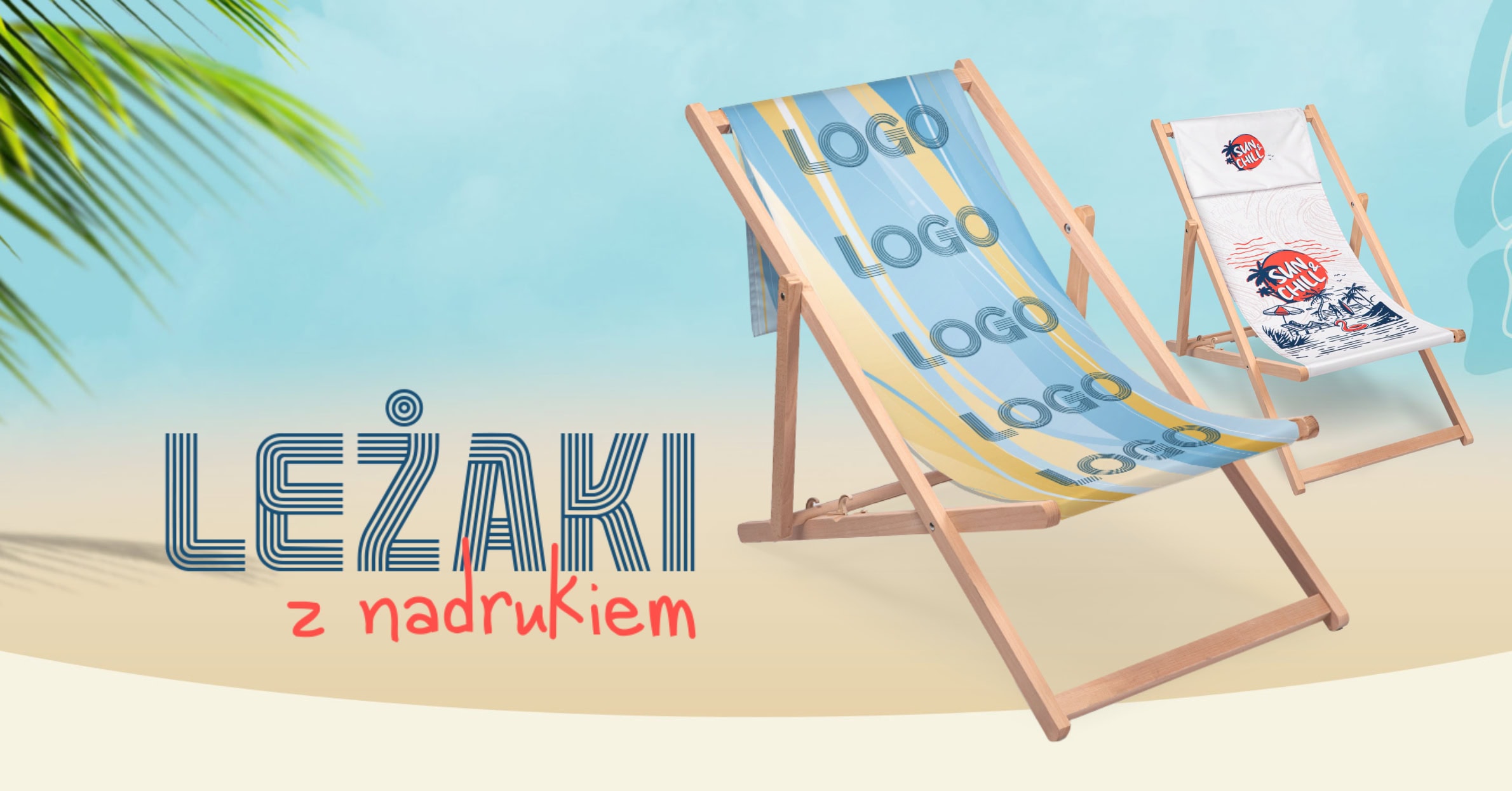Leżaki plażowe reklamowe z nadrukiem firmowym - Marka.plus